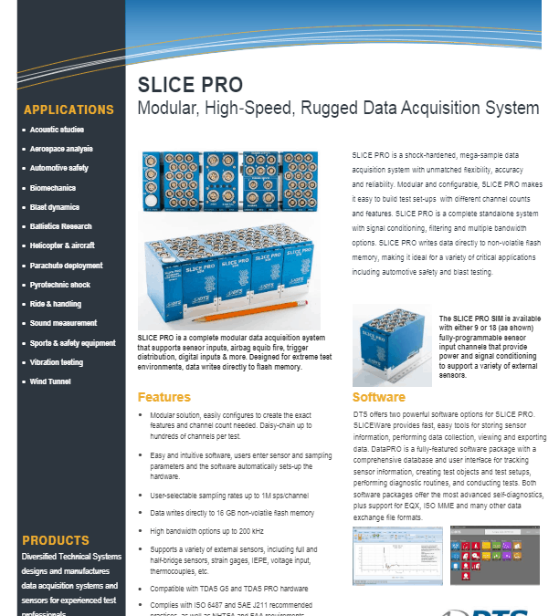Dts Datasheet Slice Pro 2018 05 Diversified Technical Systems